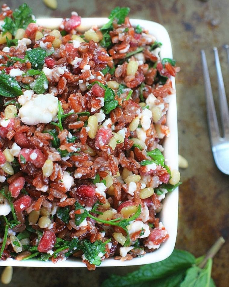 Easy Sprouted Rice Salad Recipe w/ Fresh Herbs - EA Stewart, The Spicy RD