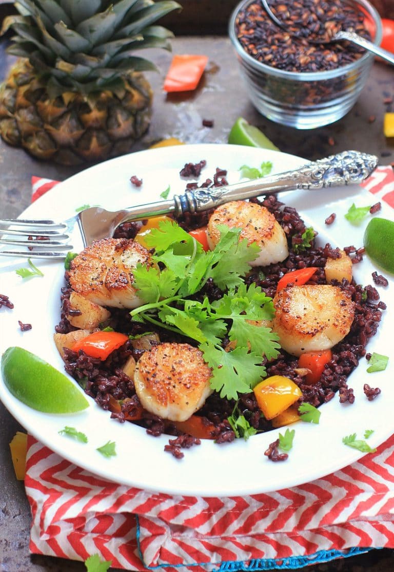 Low FODMAP Seared Scallops w/ Tropical Coconut Ginger Rice