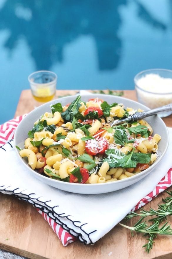 Easy Healthy Pasta with Crispy Rosemary Chickpeas