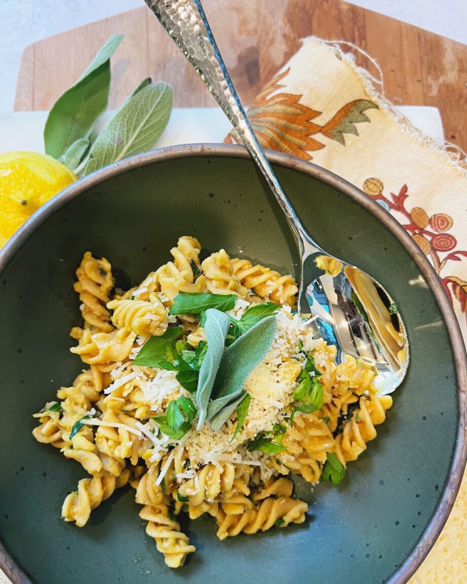 High Protein Pasta with Creamy Pumpkin Sauce (28g Protein!)
